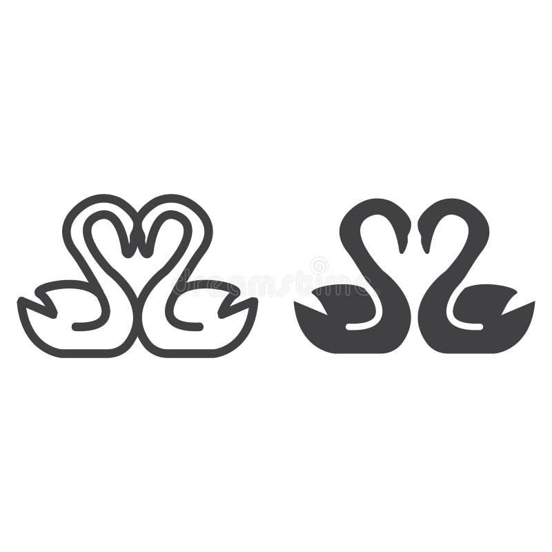 Swans Glyph Icon, Romance and Love, Swans and Heart Sign, Vector ...