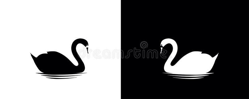 Swans Silhouettes Swimming Vector Two Pieces Minimalist Poster Design