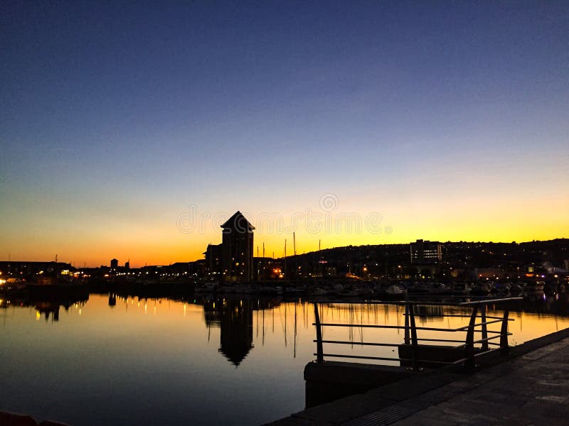 Swansea bay at night editorial photography. Image of wales - 82712242