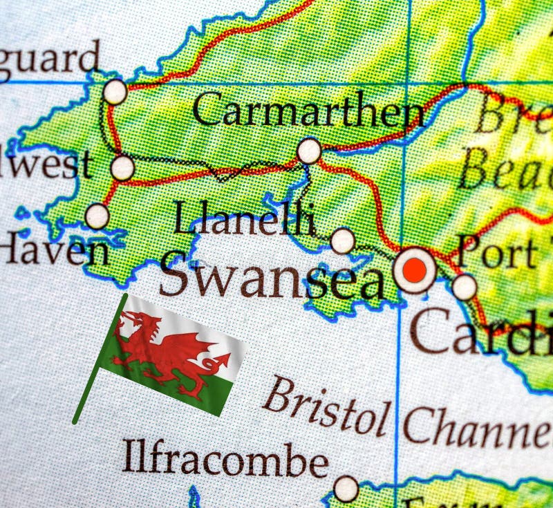 Swansea on the map stock image. Image of boarder, background - 334077233