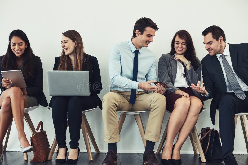 Swapping Contact Details with Their Future Colleagues. Studio Shot of a ...