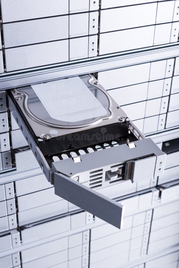 Swapping Hard Drive in Data Storage Array Used for Internet Clou Stock ...
