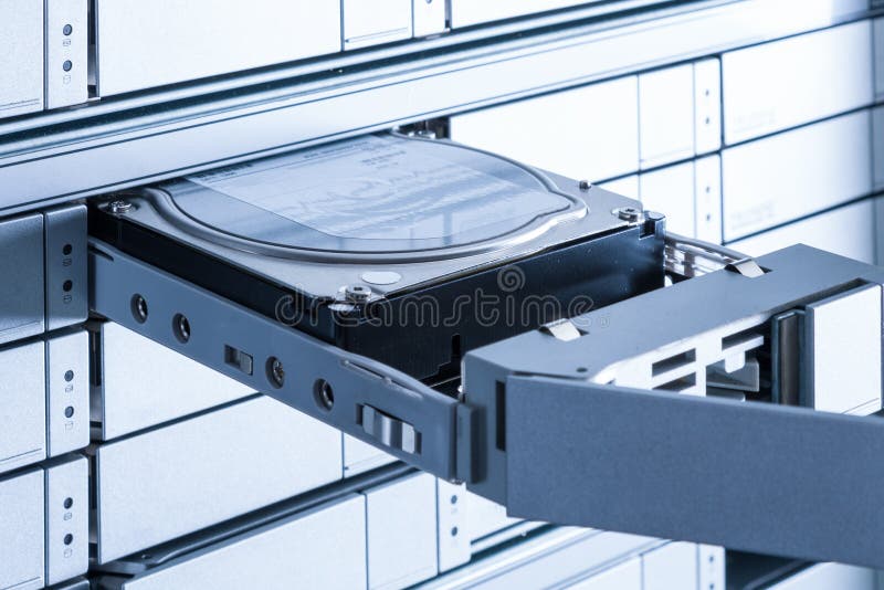 Swapping Hard Drive in Data Storage Array Used for Internet Clou Stock ...