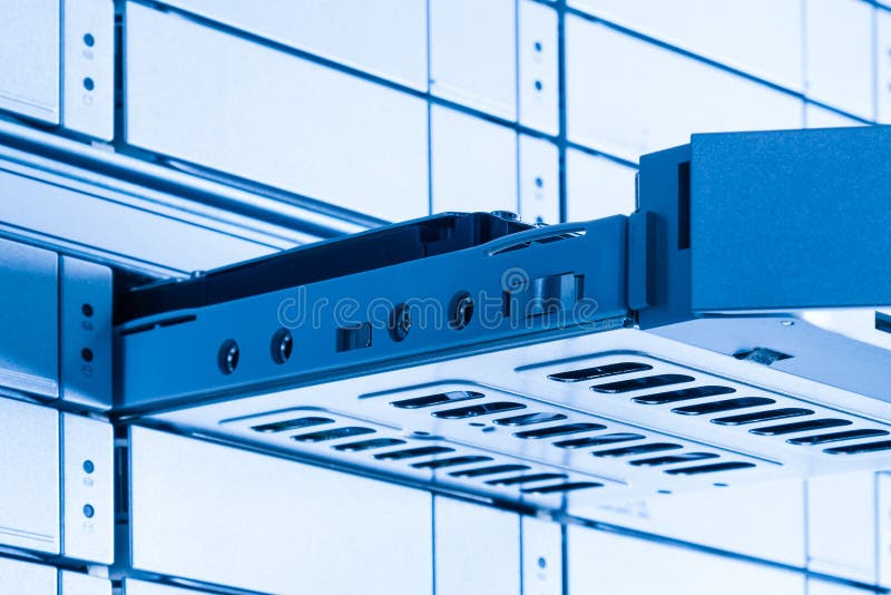 Swapping Hard Drive in Data Storage Array Used for Internet Clou Stock ...