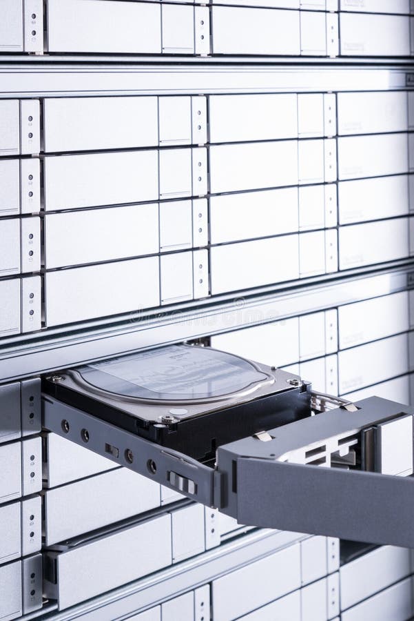 Swapping Hard Drive in Data Storage Array Used for Internet Clou Stock ...