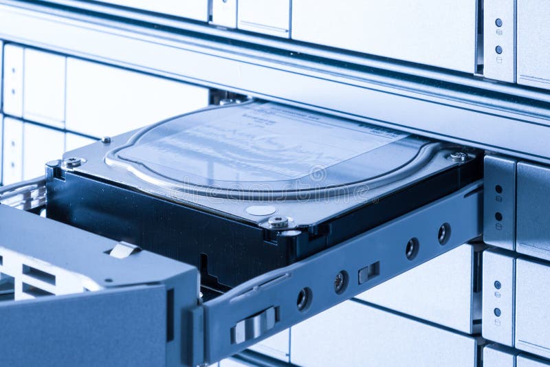 Swapping Hard Drive in Data Storage Array Used for Internet Clou Stock ...