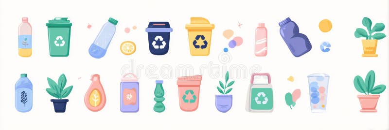 Daily Swaps To Decrease Plastic Waste with Clean Icons and Pastel ...