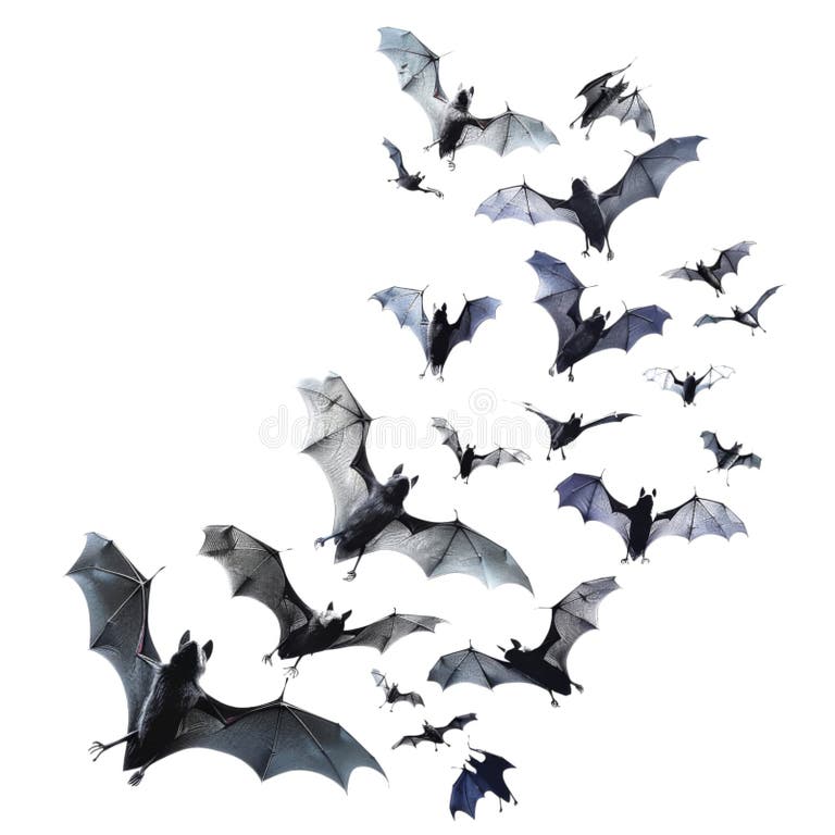 A Swarm of Bats Flying in Formation Stock Image - Illustration of ...