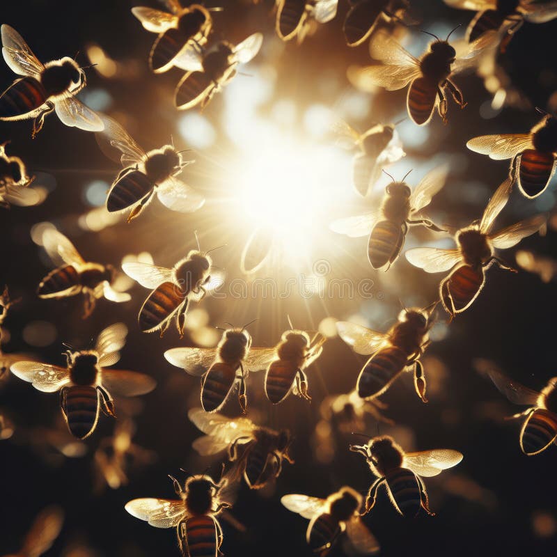 A Swarm of Bees Close Up. Ai Generative Stock Illustration ...