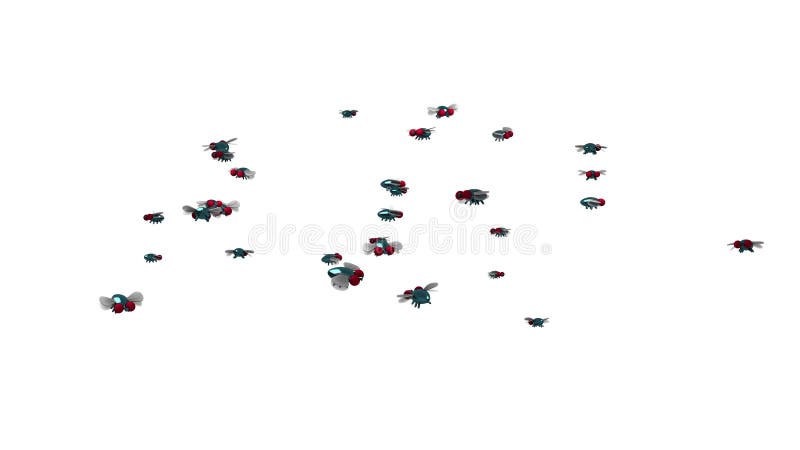 Swarm of Flies. 3D Animation in Cartoon Style. Green Screen, Loopable ...