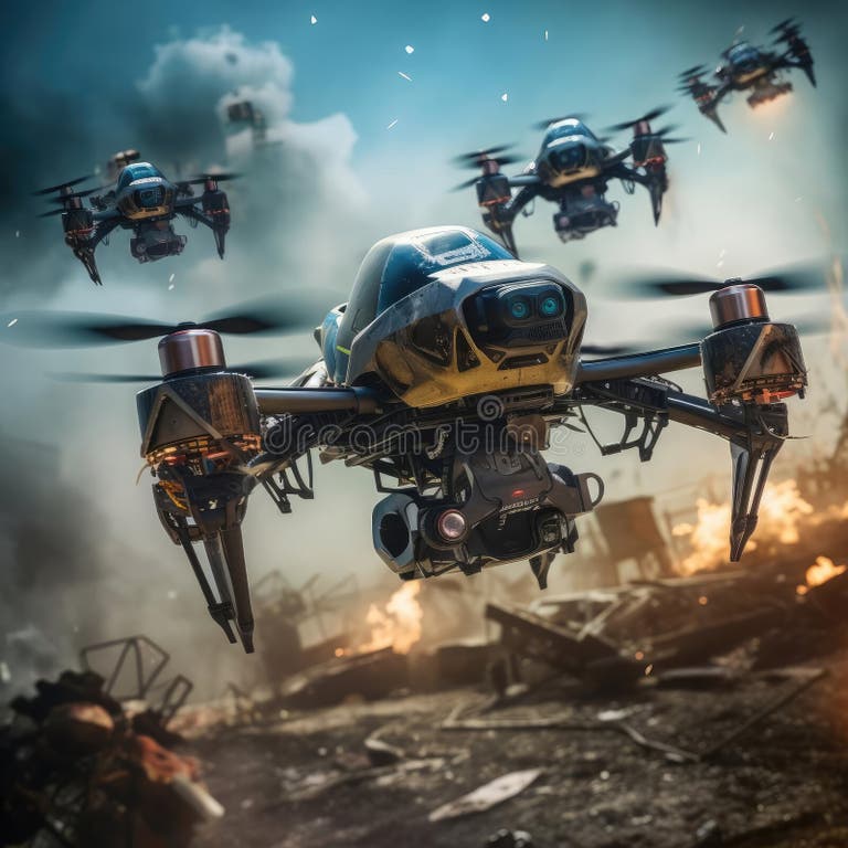 Swarm of FPV Drones in Combat Attack Stock Photo - Image of plane ...