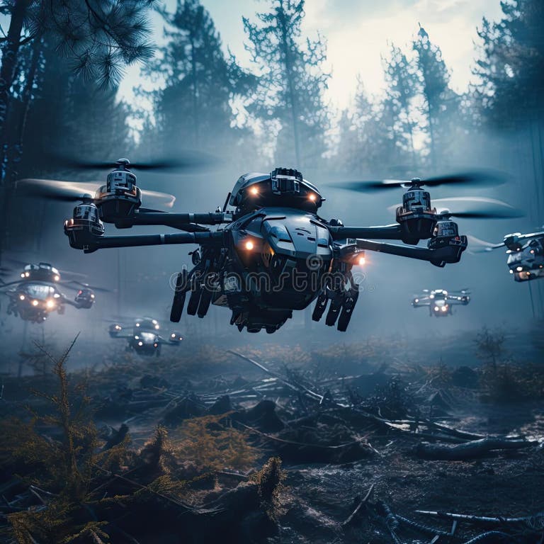 Swarm of FPV Drones in Combat Attack Stock Image - Image of plane ...
