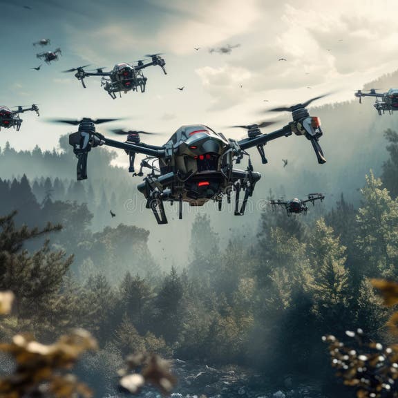 Swarm of FPV Drones in Combat Attack Stock Image - Image of antitank ...