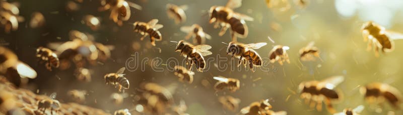 Honey Bees in Flight a Swarm of Honey Bees Flying in a Blur of Motion ...