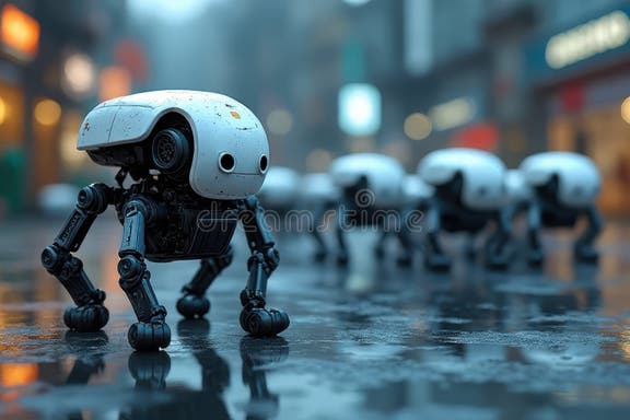 Swarm Intelligence and Advanced AI in Robotics Stock Illustration ...