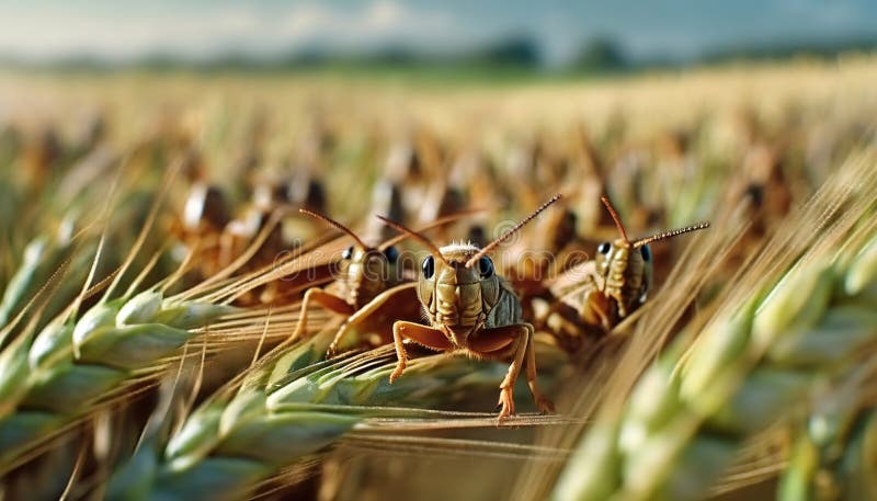 A Swarm of Locusts in a Field of Wheat, Highlighting the Destructive ...