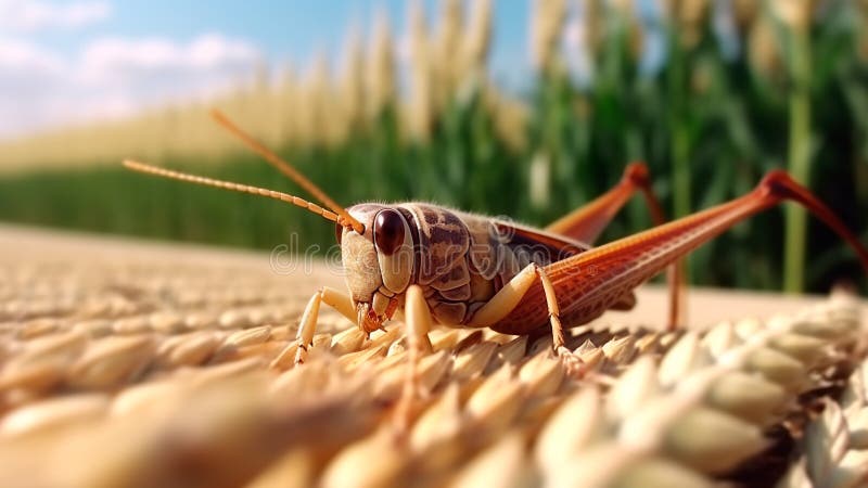 A Swarm of Locusts in the Fields of Wheat. Consume Crops, Generative AI ...