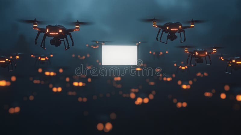 Synchronized Drones Creating a Blank Display in a Twilight Setting ...