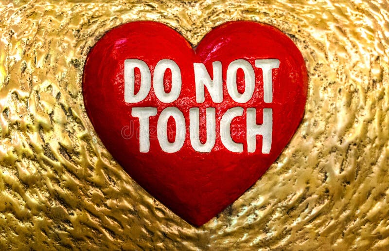 Red Heart on a Yellow Background with Text Do Not Touch Stock Photo ...