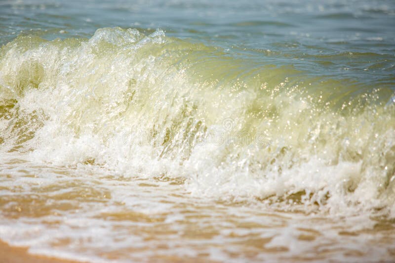 Swash of the Rolling Wave on the White Sand Beach Stock Image - Image ...
