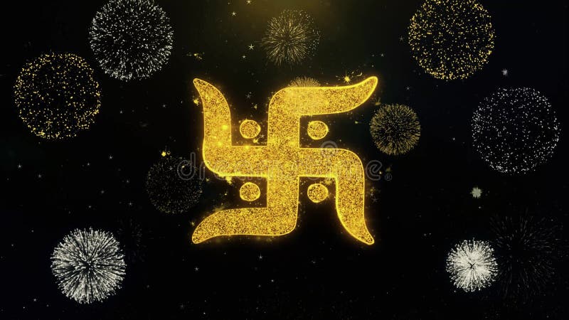 Swastika Symbol Written Gold Particles Exploding Fireworks Display ...