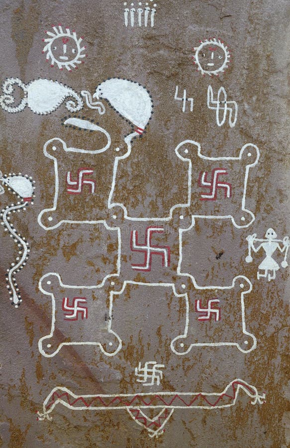 Swastika wall paintings. stock image. Image of decoration - 35585419