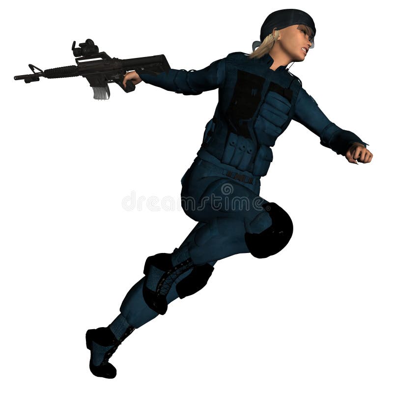 SWAT Girl stock illustration. Illustration of forces, render - 3098926