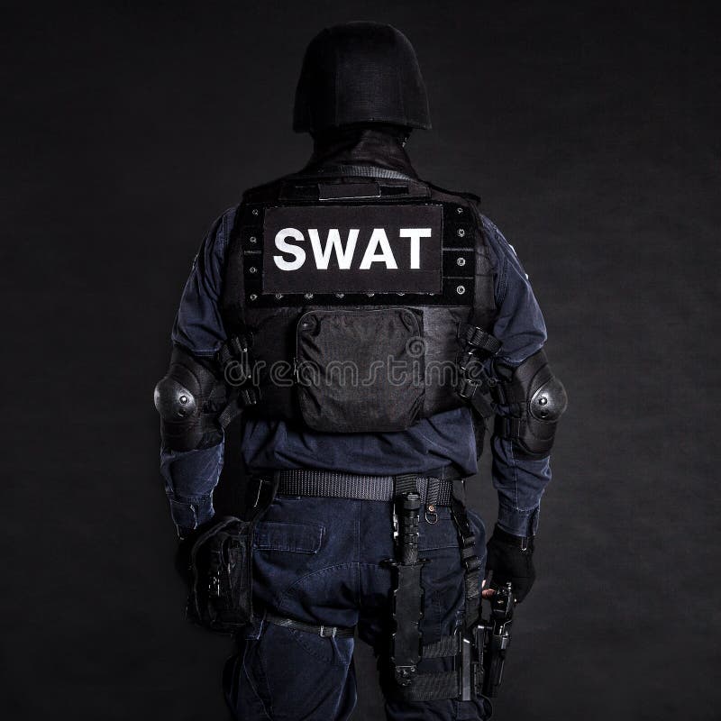 SWAT Officer with Ballistic Shield Stock Image - Image of mask, counter ...