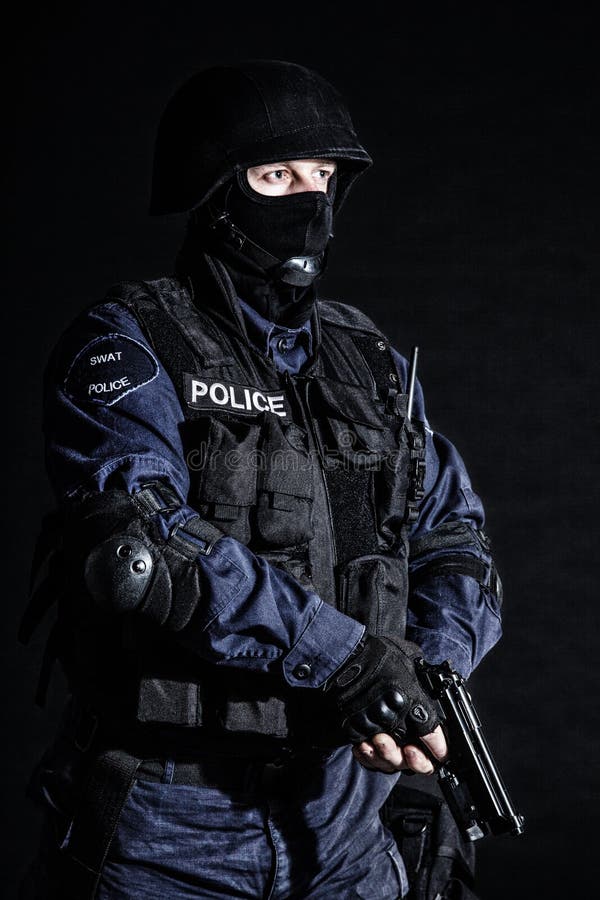 SWAT Officer with Sniper Rifle Stock Image - Image of squad, officer ...