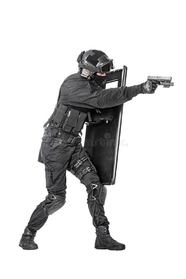 SWAT Officer with Ballistic Shield Stock Photo - Image of enforcement ...
