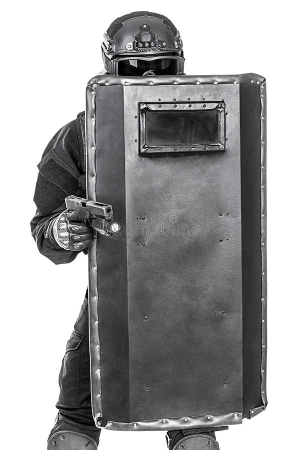 SWAT Officer with Ballistic Shield Stock Image - Image of american ...