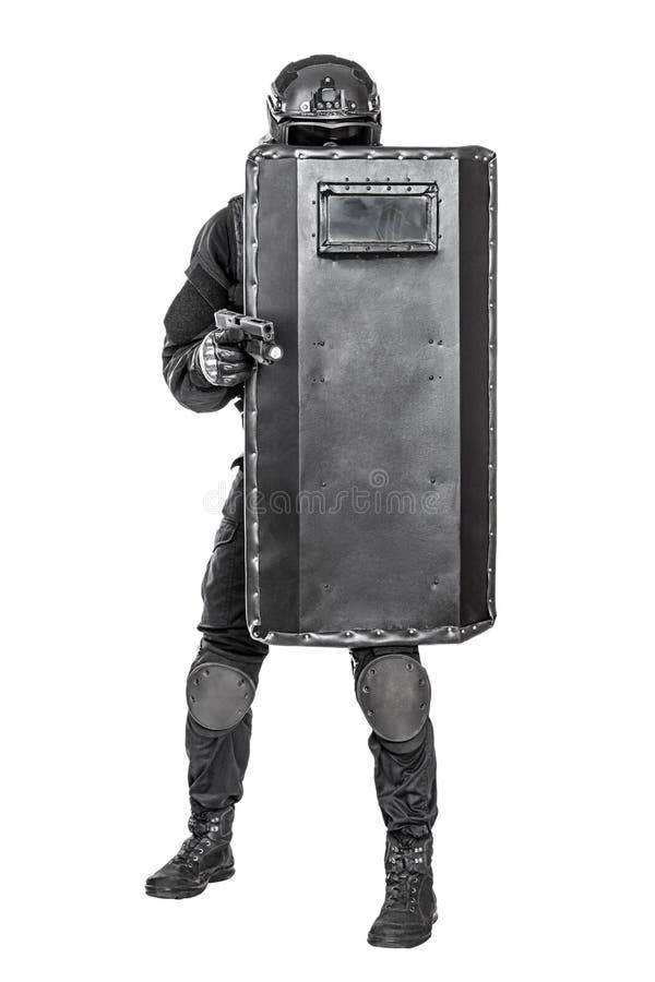 SWAT Officer with Ballistic Shield Stock Image - Image of antiterror ...