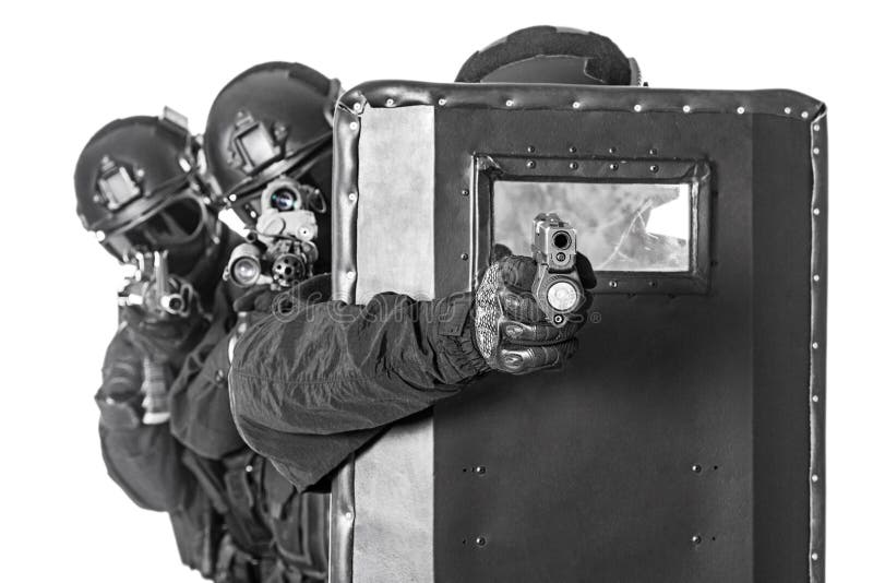SWAT Officers with Ballistic Shield Stock Photo - Image of operator ...