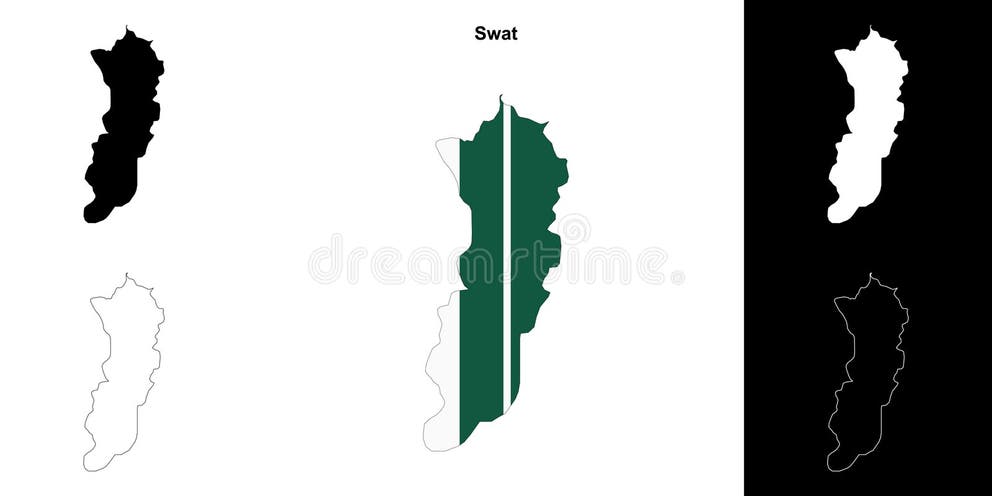Swat outline map stock vector. Illustration of boundary - 371580609