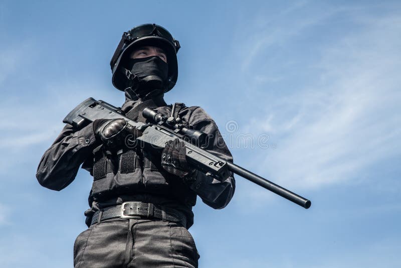 SWAT police sniper stock image. Image of officer, force - 60979567