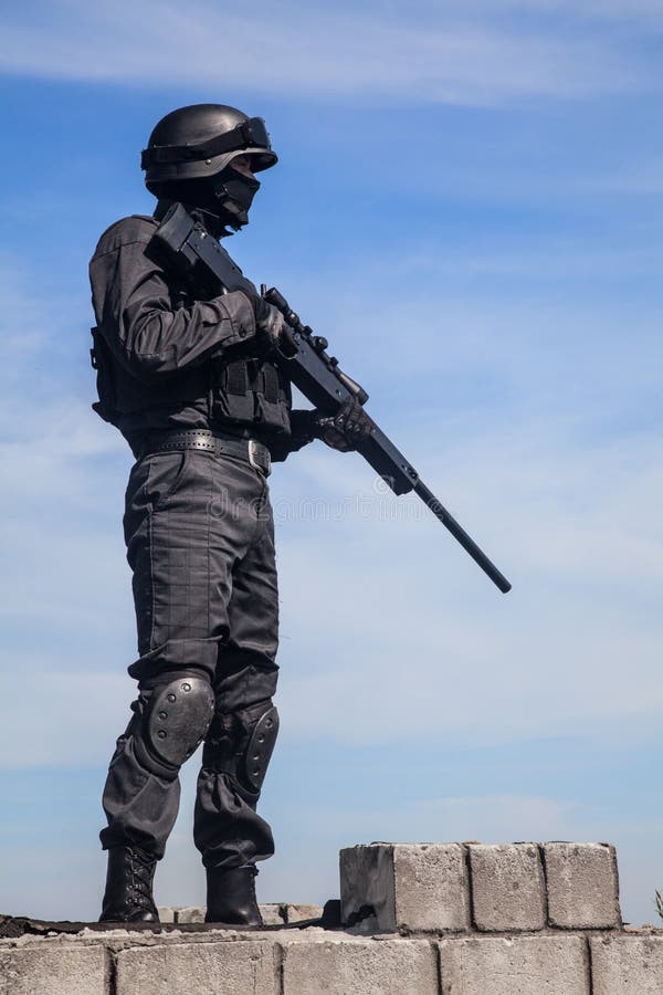 SWAT police sniper stock image. Image of policeman, ranger - 60983891