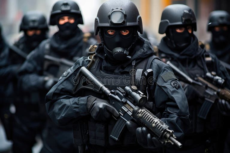 SWAT Unit Geared Up for High-Risk Op. Stock Illustration - Illustration ...