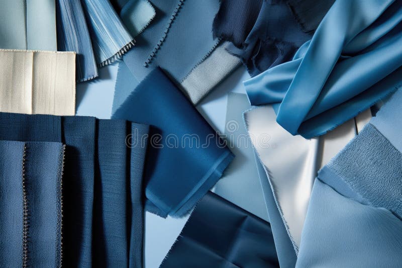 Swatches of Fabric in Various Shades of Blue Stock Illustration ...