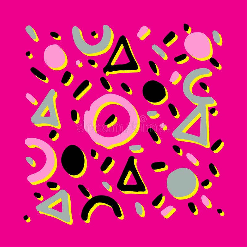 Swatches of Memphis Style Patterns. Design 80-90s. . Hand Drawing ...