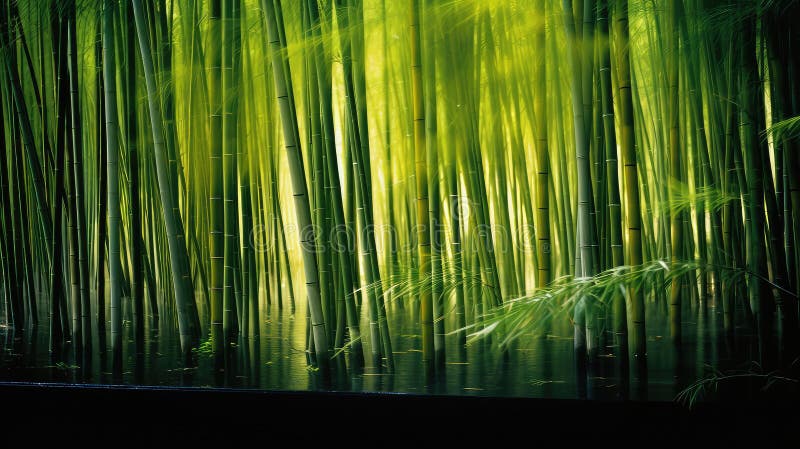 Swaying bamboo trees stock illustration. Illustration of slender ...