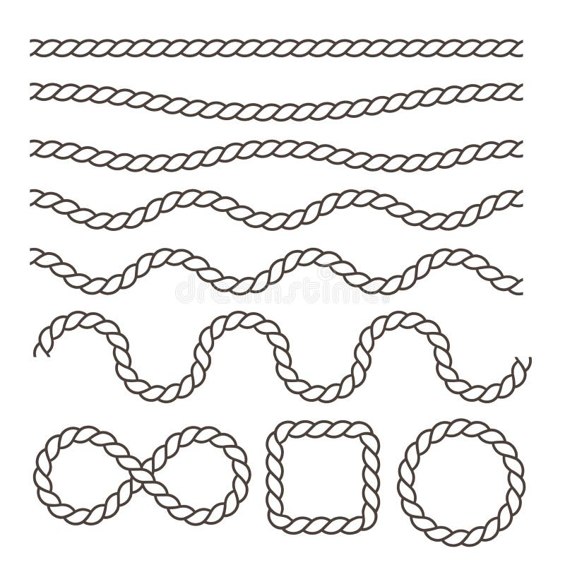 Swaying Black Nautical Rope Border Vector for Round Text Frames Stock ...