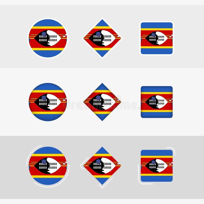 Swaziland Flag Icons Set, Vector Flag of Swaziland Stock Vector ...