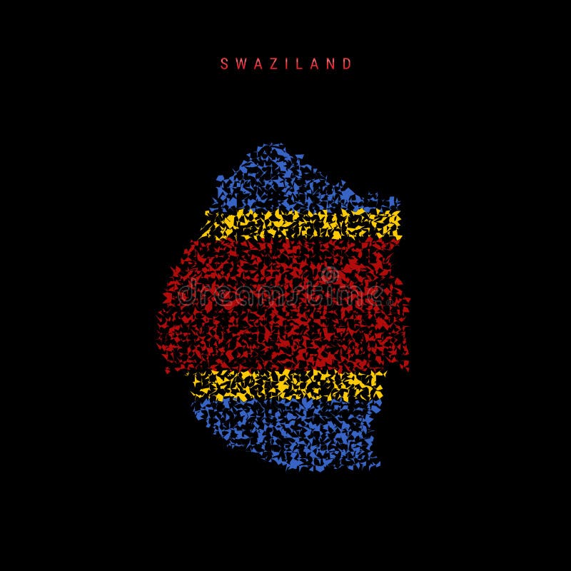 Swaziland Flag Map, Chaotic Particles Pattern in the Eswatini Flag ...