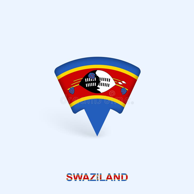 Swaziland Flag Map Pointer Design with Shadow Stock Illustration ...