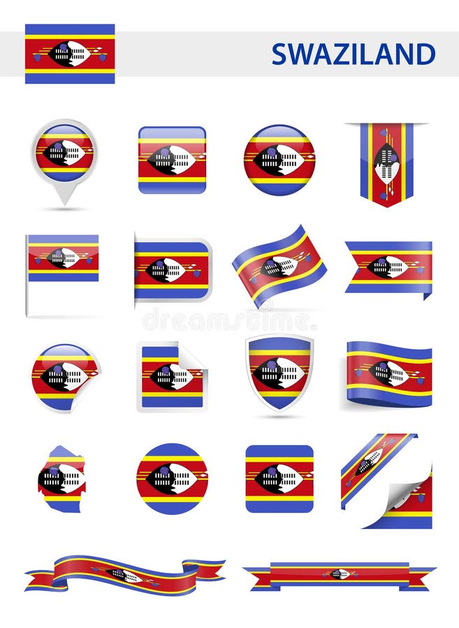 Swaziland Flag Vector Set stock illustration. Illustration of ...