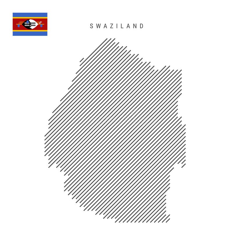 Swaziland Map from Pattern of Black Slanted Parallel Lines. Flat Vector ...