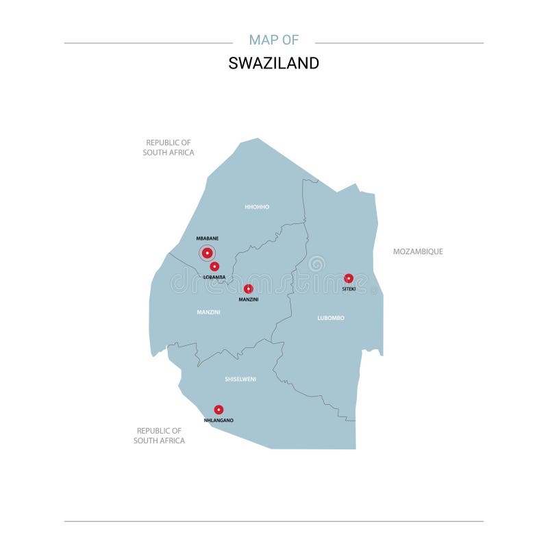 Swaziland Map Vector with Red Pin Stock Vector - Illustration of ...