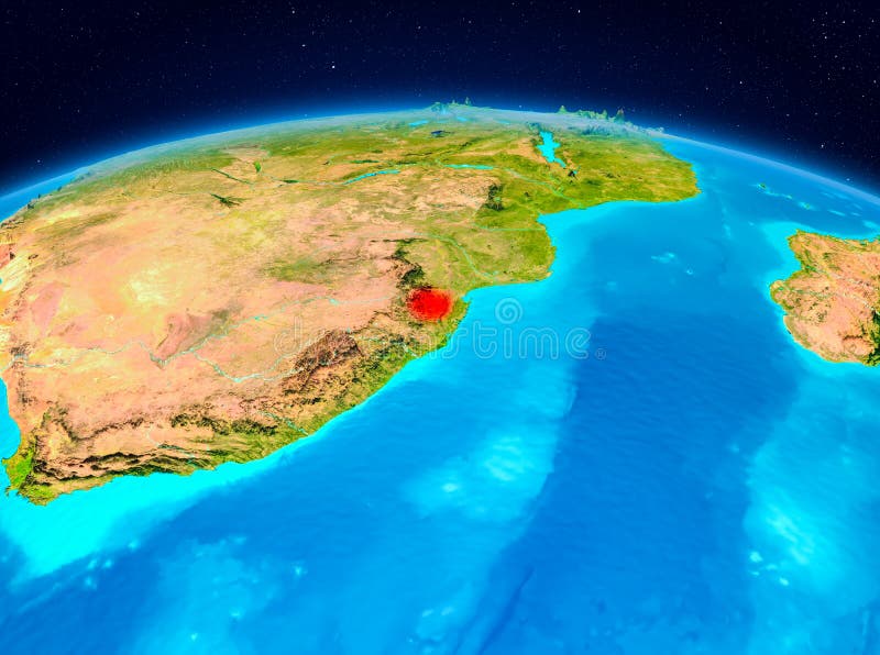 Swaziland from orbit stock illustration. Illustration of earth - 119416487