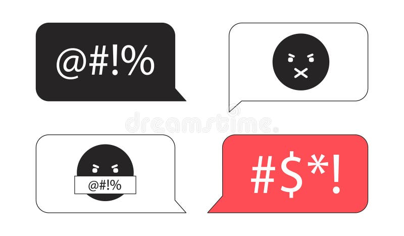 Swear Bad Words Censored in Speech Bubbles Flat Vector Elements Pack ...