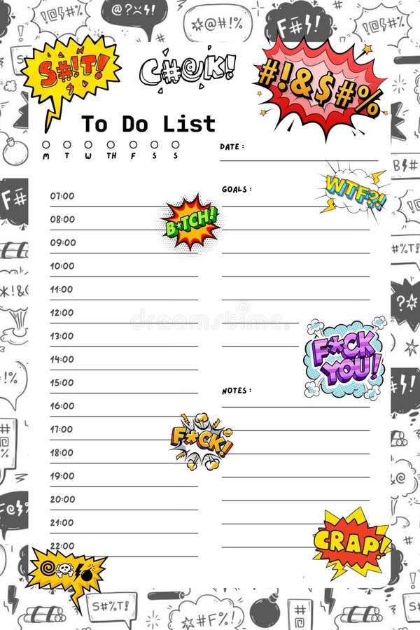 Swear Words Planner Digital Printable Blank Template Insert Stock ...